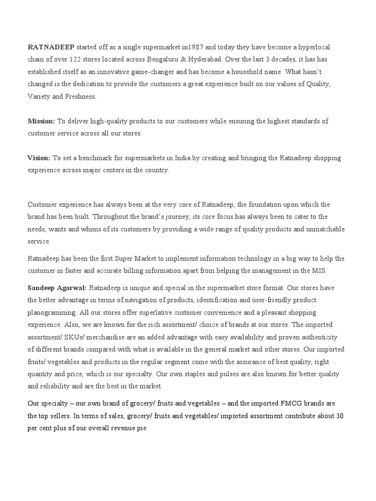 Ratnadeep | PDF | Supermarket | Brand