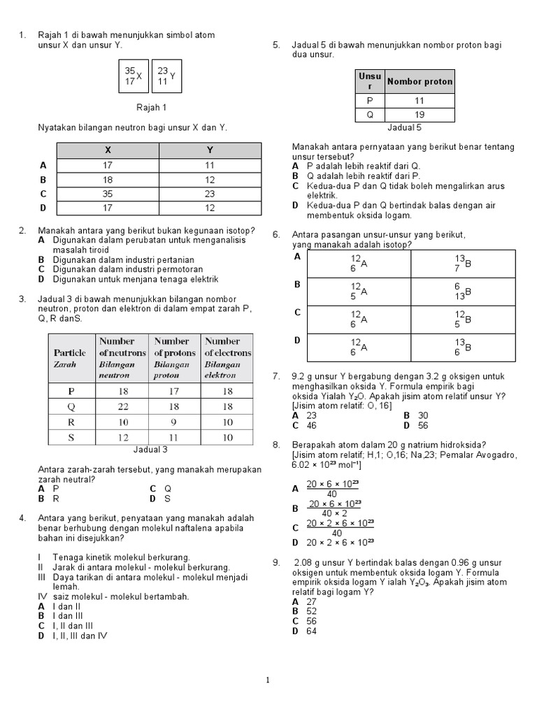 Peperiksaan Akhir Tahun T4 Kimia K1 | PDF