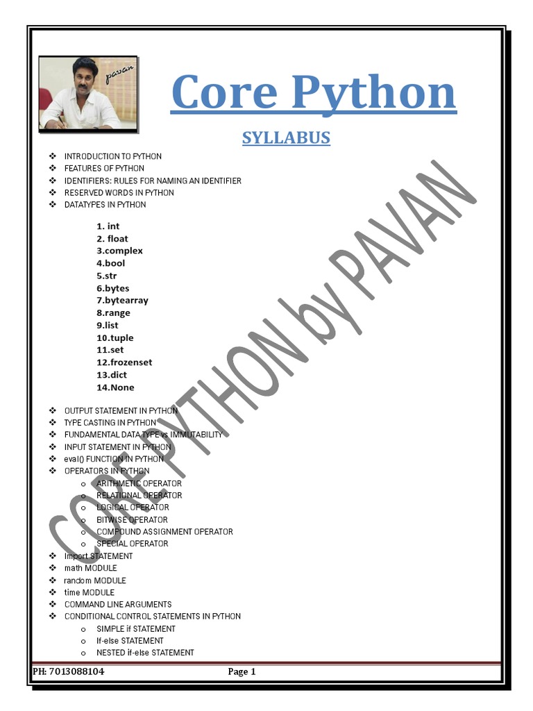 Core Python Syllabus | PDF Core Python Syllabus | PDF
