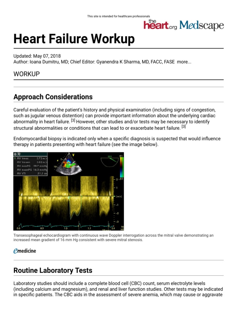 Heart Failure Workup - Approach Considerations, Routine Laboratory ...