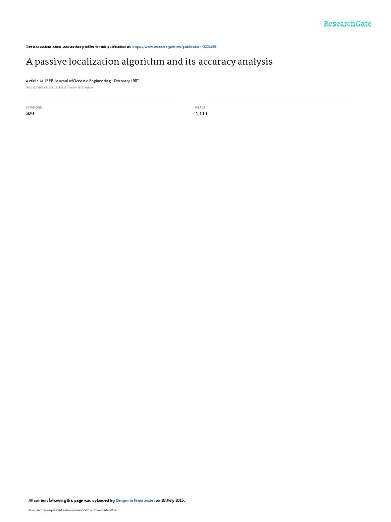 TDoA Algorithm-Friedlander | PDF | Variance | Matrix (Mathematics)