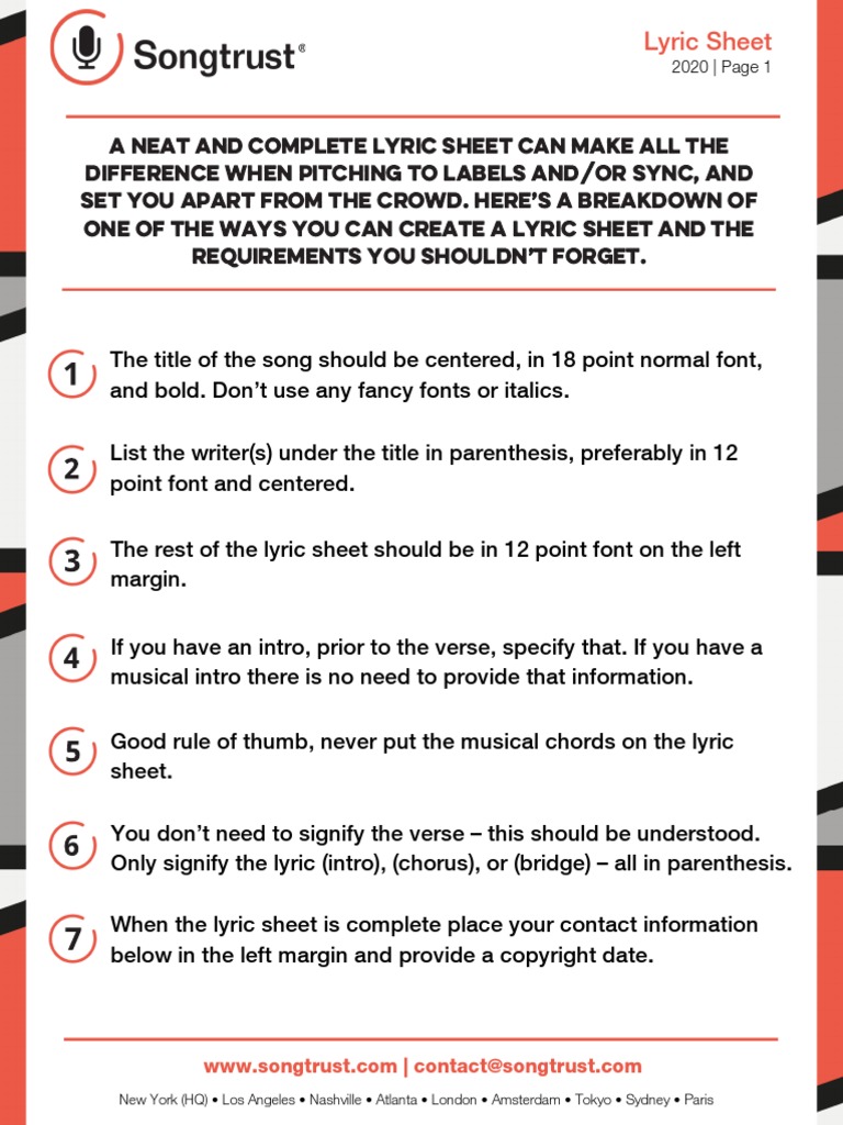 Lyric Sheet | PDF | Song Structure