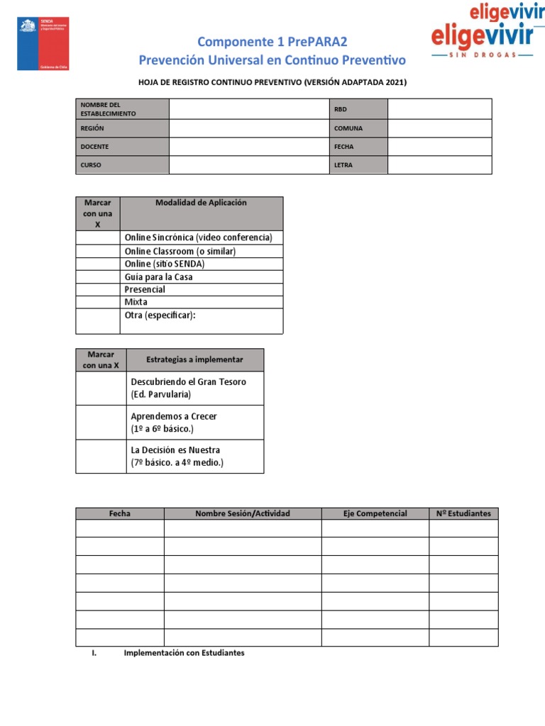 Hoja de Registro Continuo Preventivo | PDF | Aprendizaje | Cognición