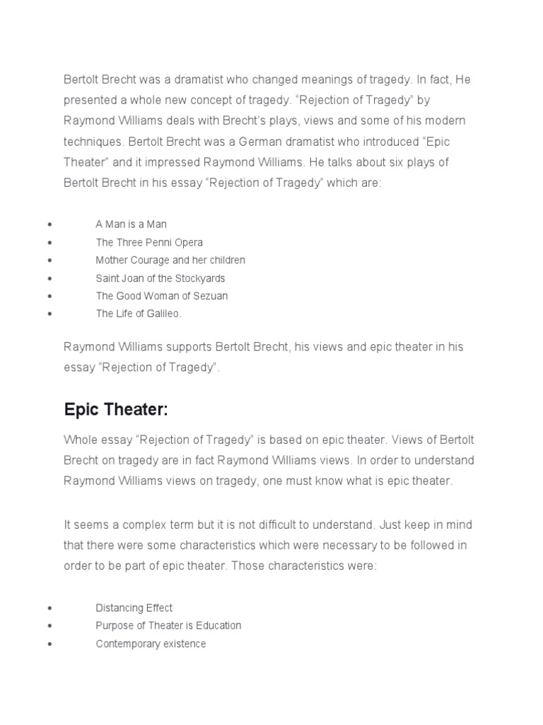 Bertolt Brecht Was A Dramatist Who Changed Meanings of Tragedy | PDF ...