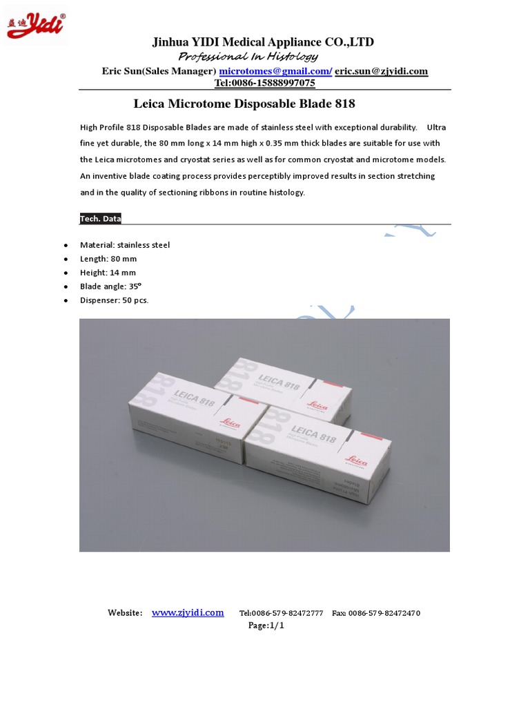 Leica Microtome Disposable Blade 818: Jinhua YIDI Medical Appliance CO ...