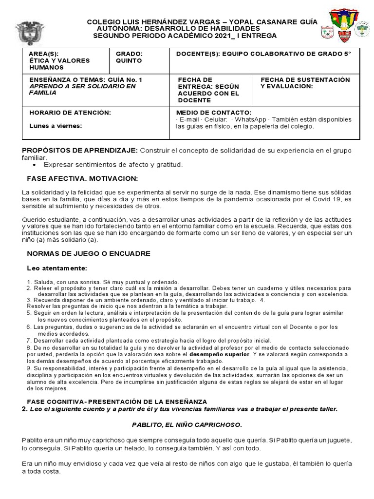 Etica y Valores 5° | PDF