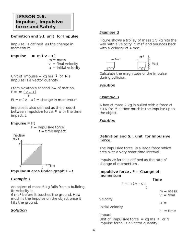 Physics-Lesson 2.6impulse, Impulsive Force and Safety Features in Vehicles | Download Free PDF ...