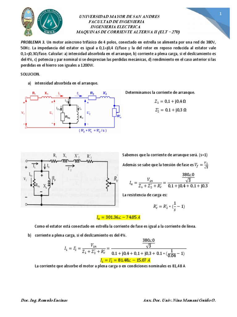 Ejercicios Resueltos Mot Asinc | PDF | Corriente eléctrica | Ingeniería