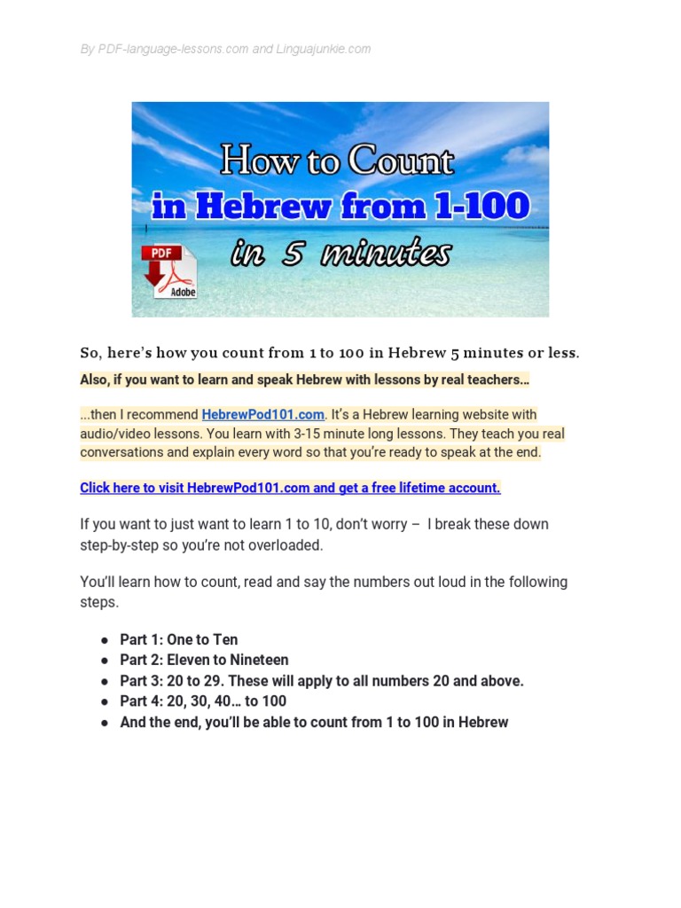 Hebrew Numbers 1 100
