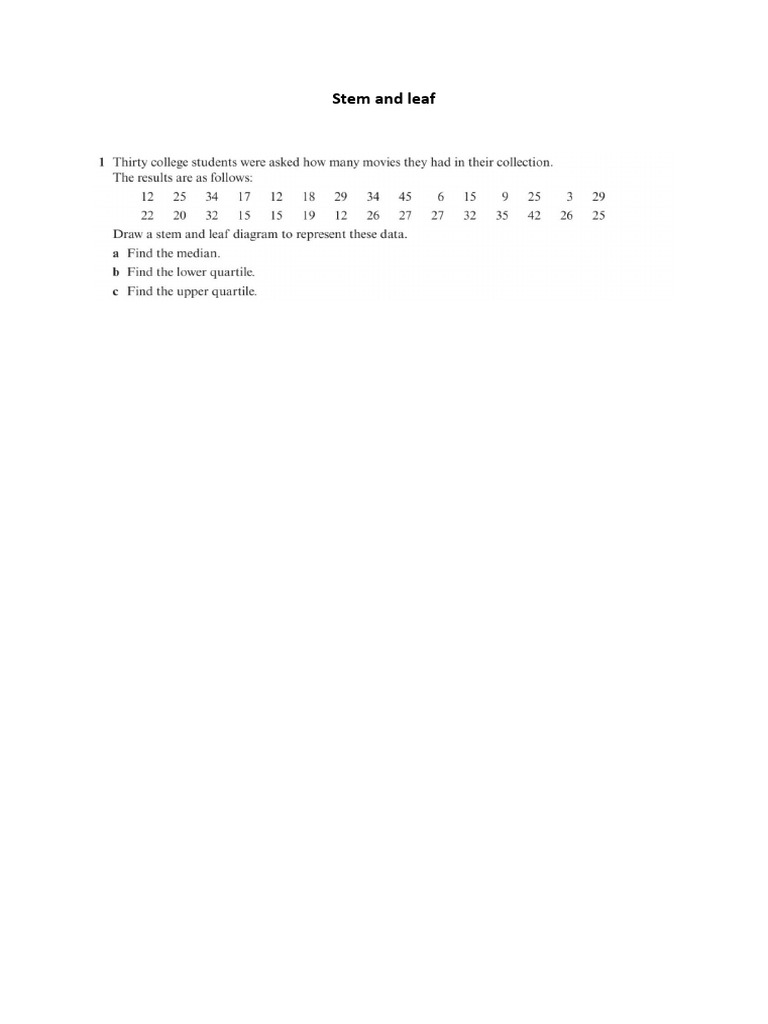 Stem and Leaf Session 4 | PDF