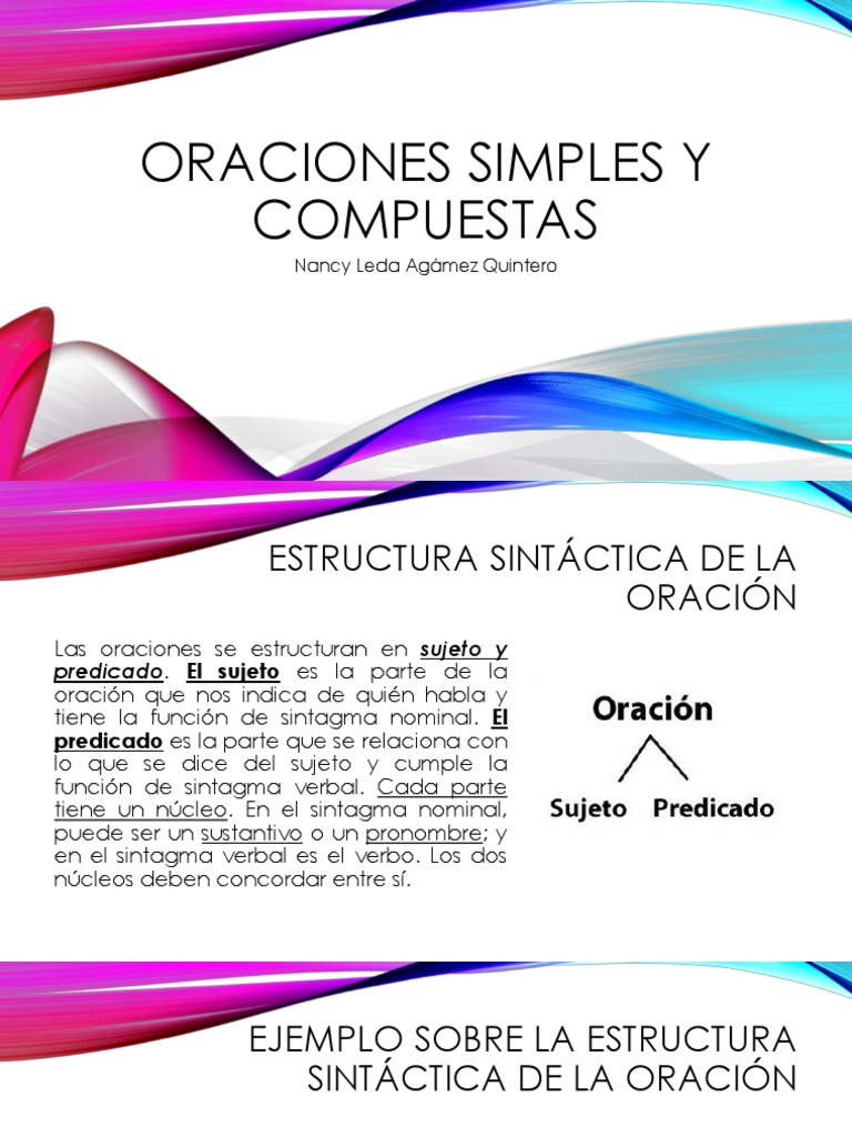 (Diapositivas) Oraciones Simples y Compuestas | PDF | Predicado ...