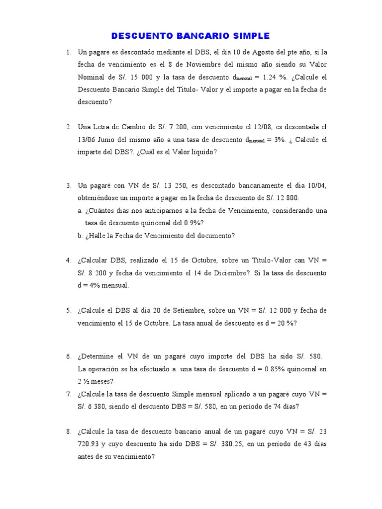 DESCUENTO Bancario Simple | PDF