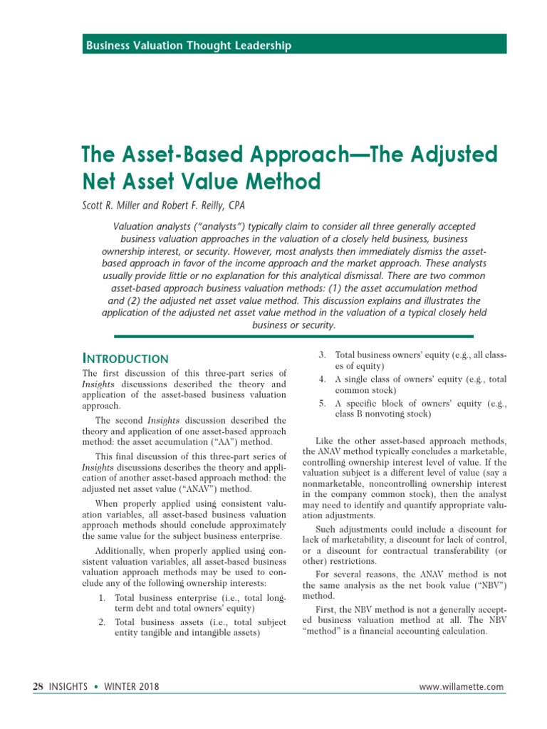 The Asset-Based Approach | Download Free PDF | Valuation (Finance ...