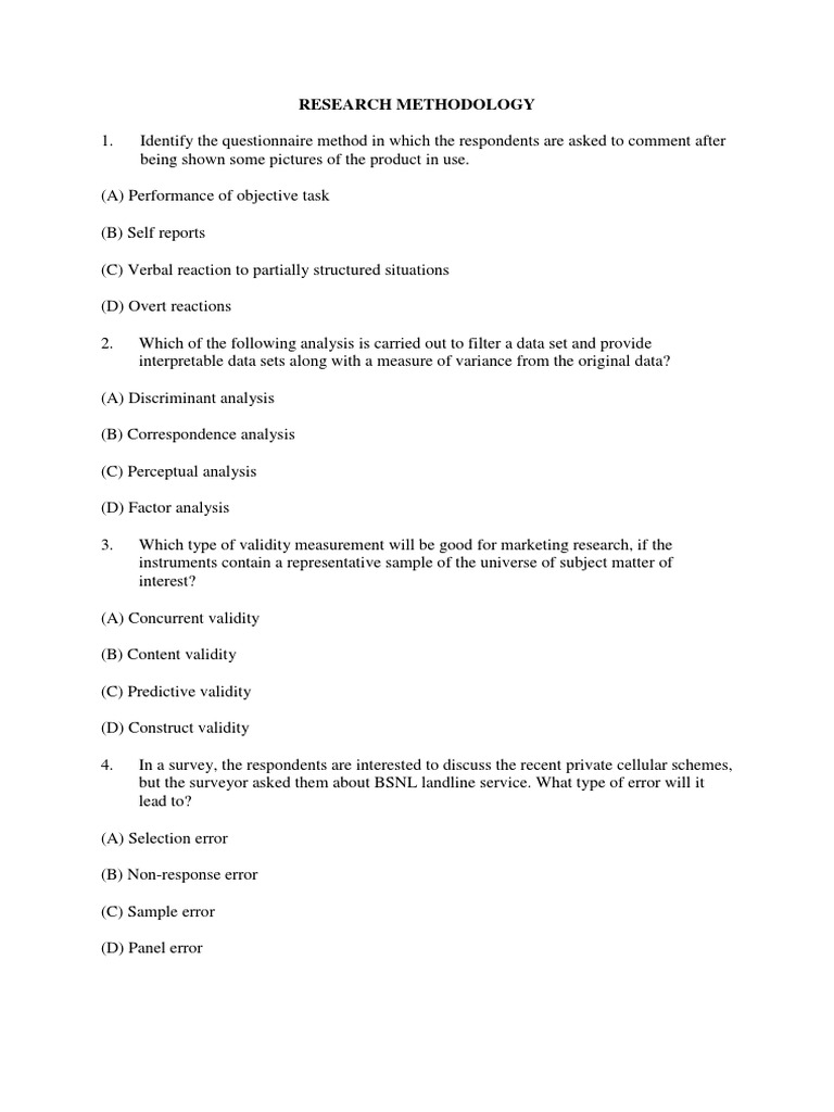 Research Methodology Questionnaire Insights | PDF | Analysis Of ...