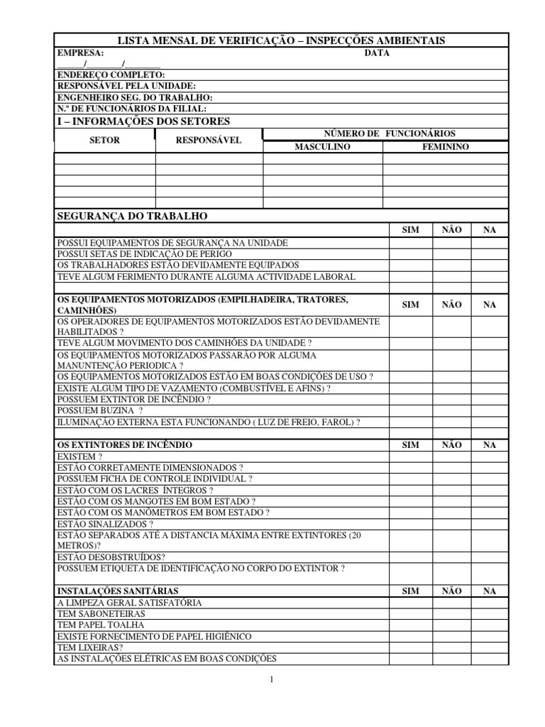 Checklist - Monitoramento Ambiental | PDF | Desperdício