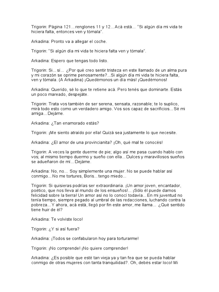 Amor y Conflicto entre Arkadina y Trigorin | PDF | Amor