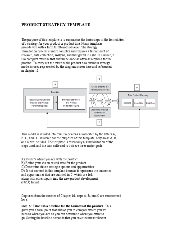 Product Strategy Template: Step A: Establish A Baseline For The ...