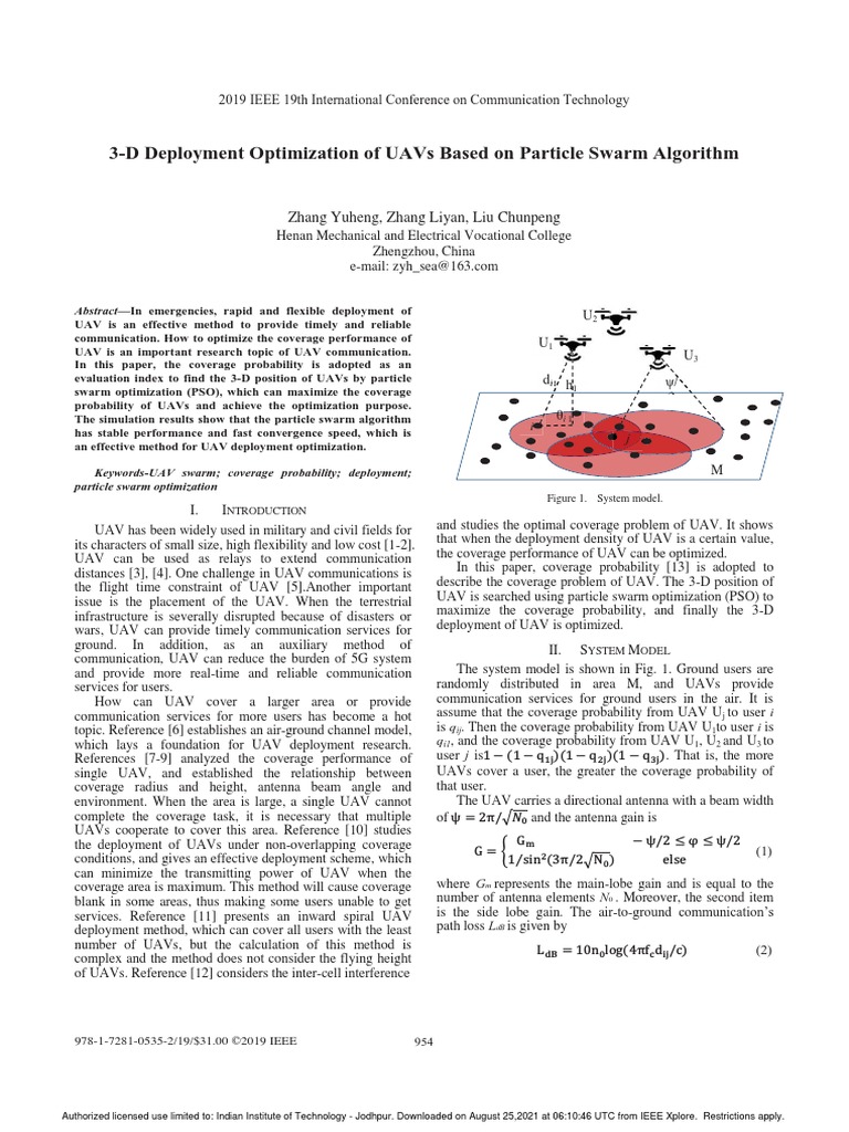 3-D Deployment Optimization of Uavs Based On Particle Swarm Algorithm | Download Free PDF ...