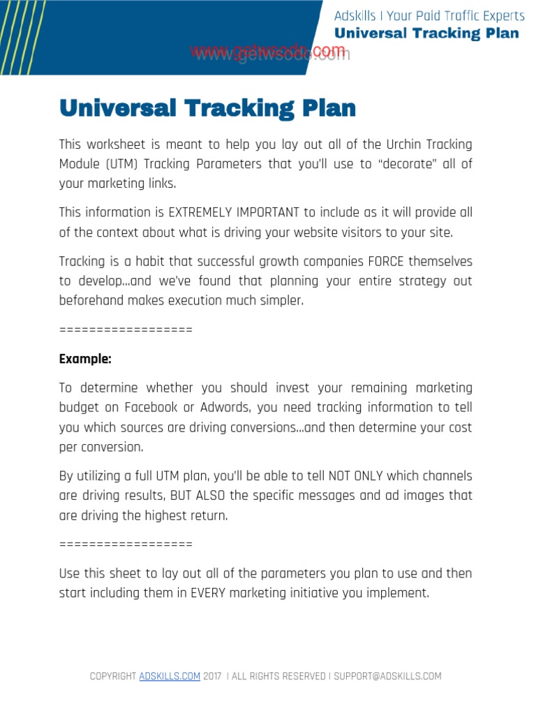 GA 101 - Universal Tracking Plan | PDF