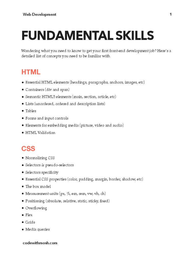 Fundamental Web Development Skills | PDF