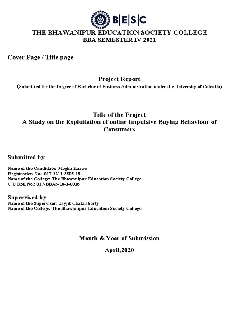 Megha Karwa BBA Sem 4 Project | PDF | Behavior | Marketing