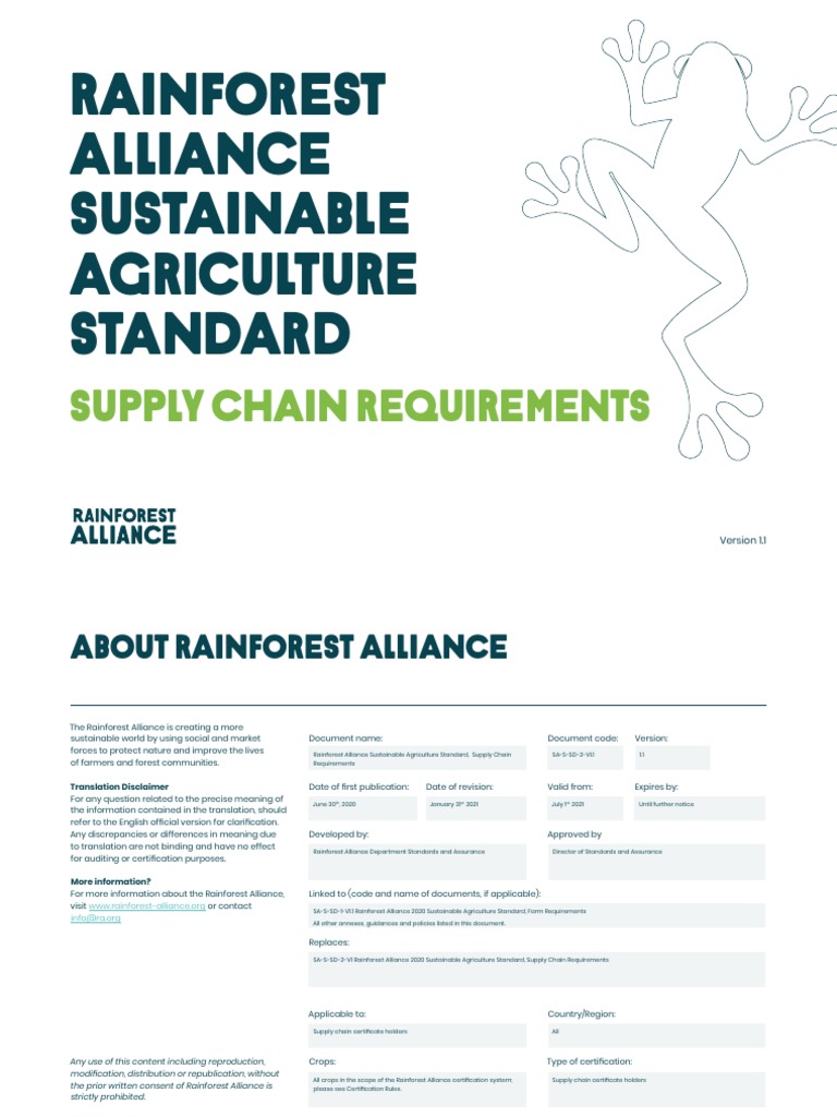 2020 Rainforest Alliance Supply Chain Standards | PDF | Audit ...