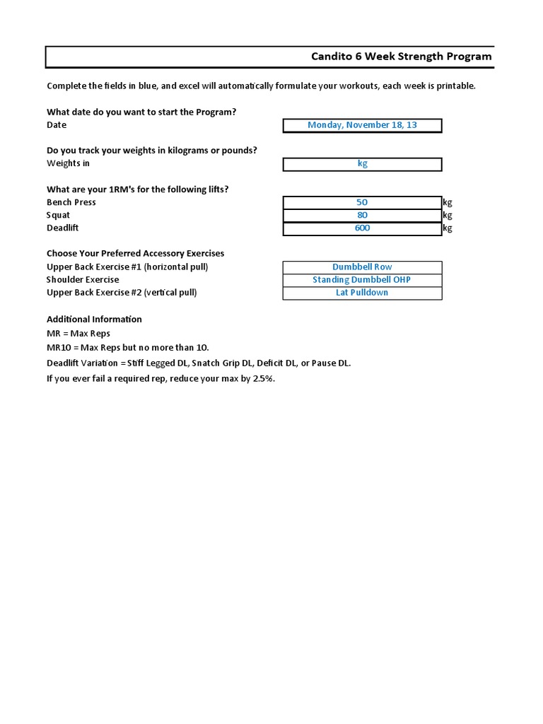 Candito 6 Week Program | PDF | Recreation | Weight Training