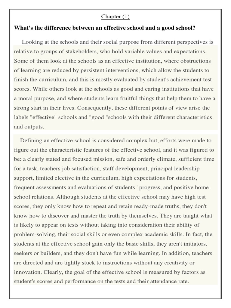 The Difference Between An Effective School and A Good School | PDF ...