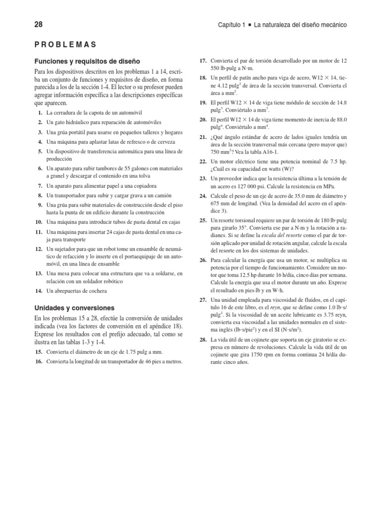 Problemas Cap 1 | PDF | Ingeniería mecánica