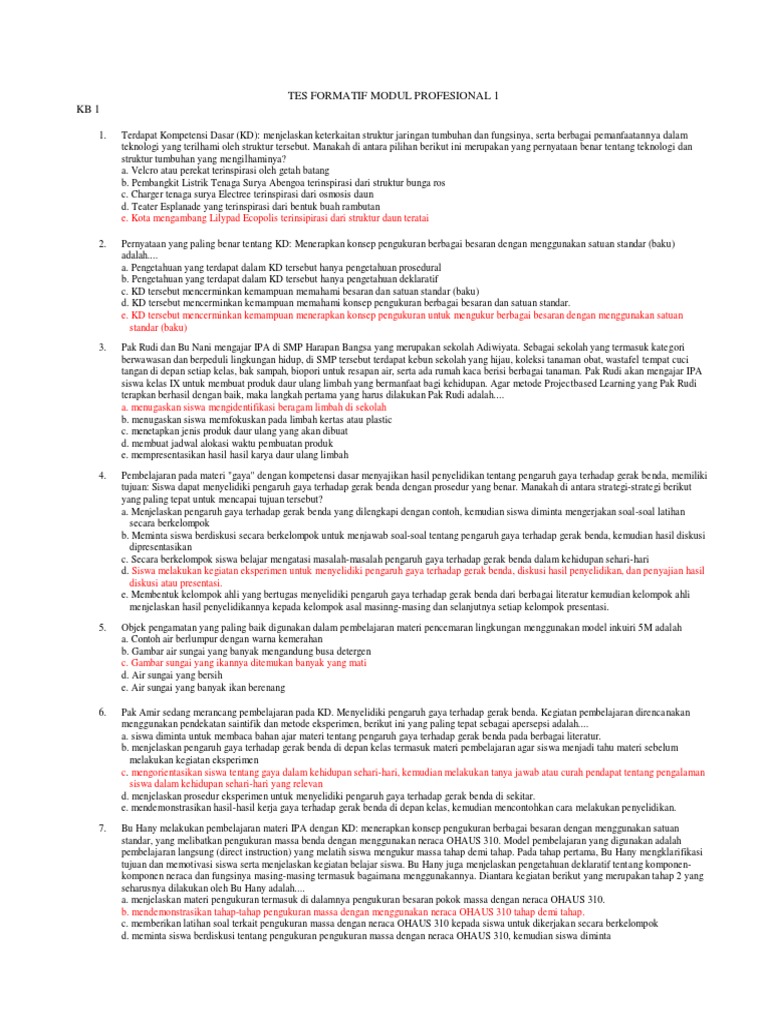 Tes Formatif Dan Sumatif Modul Profesional 1 | PDF