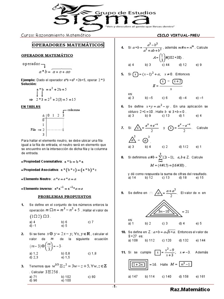 Semana 4 Rm-Preu - Operadores-Preu | PDF | Notación Matemática | Álgebra