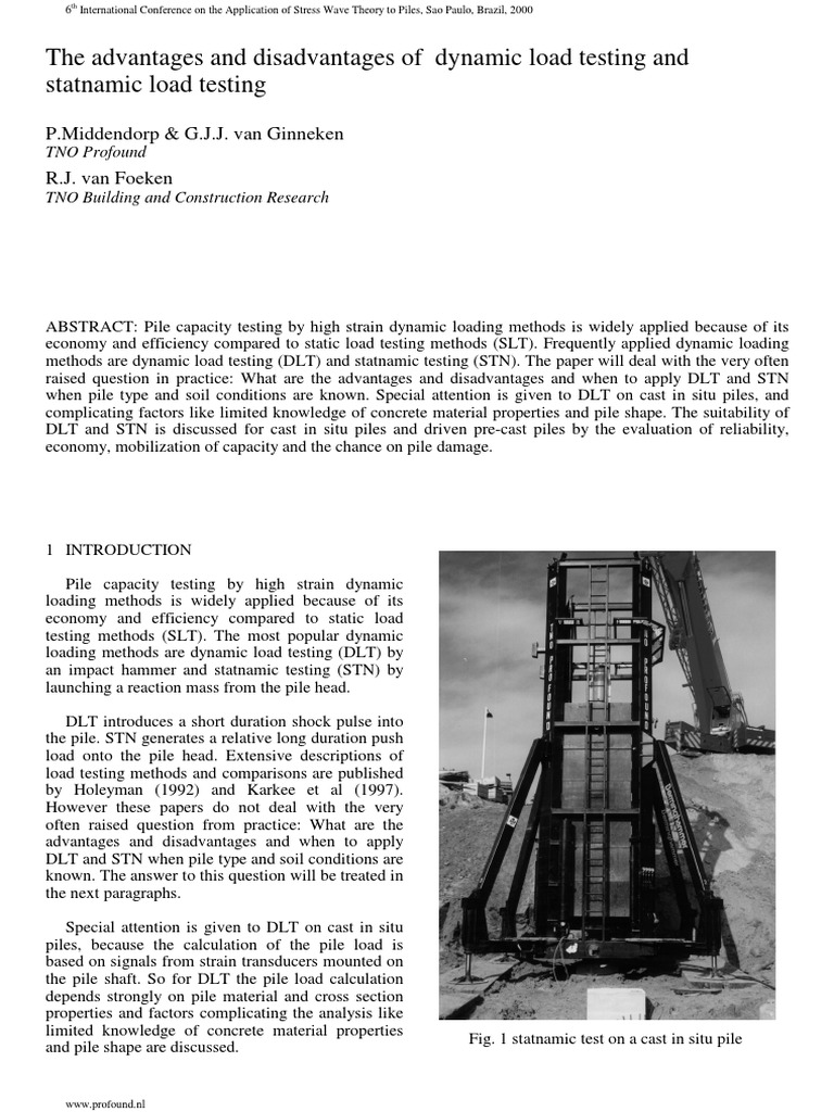 2000 The Adavantages and Disadvantages of Dynamic Load Testing and ...