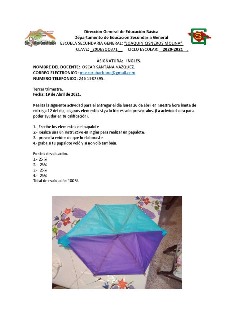 Instructivo para Hacer un Papalote en Inglés | PDF | Crecimiento ...