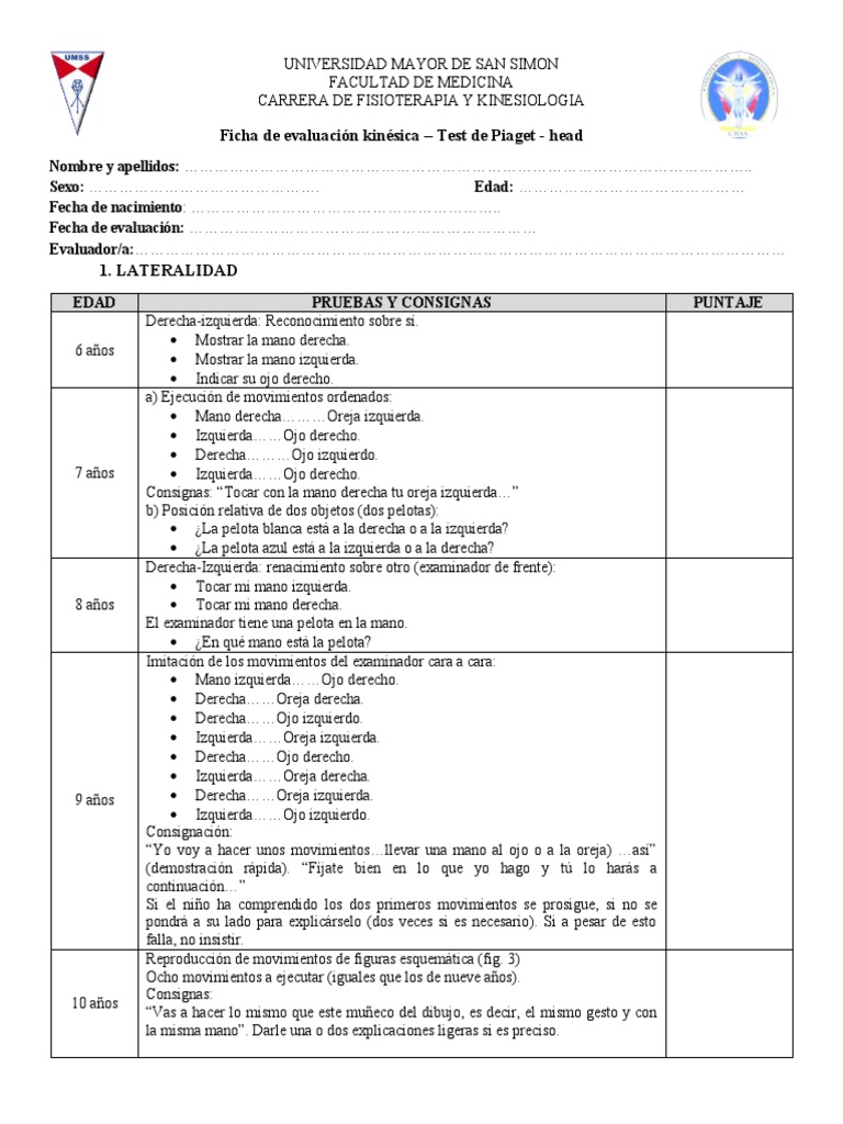 Test Piaget Head | PDF