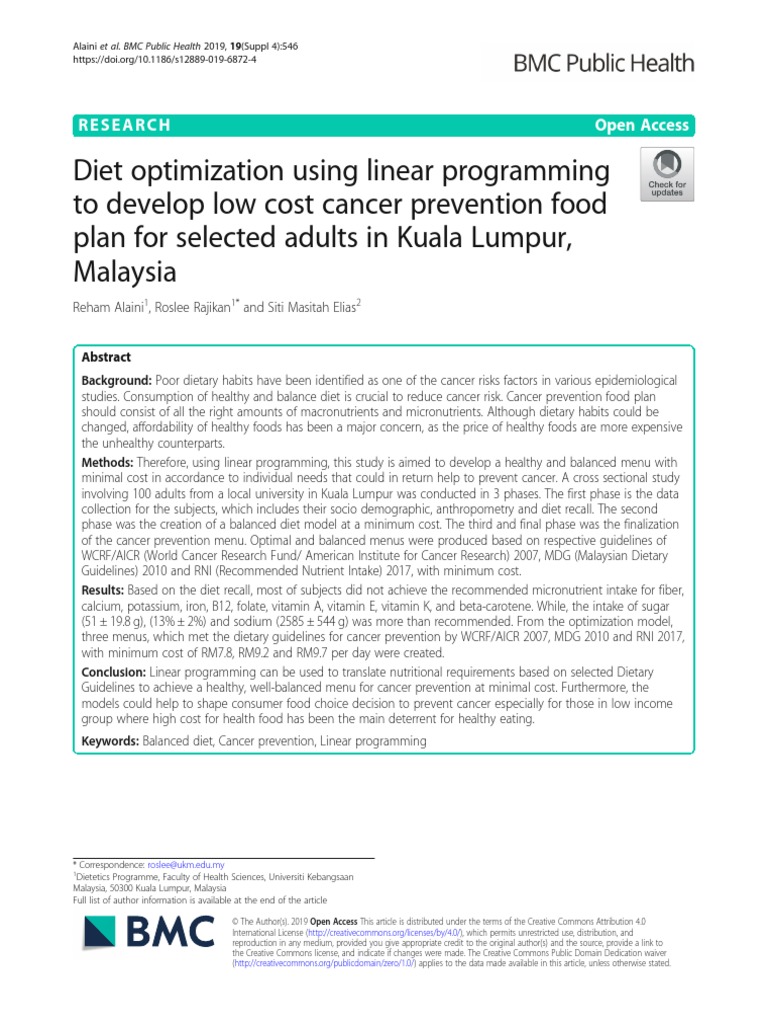 Diet Optimization Using Linear Programming | PDF | Nutrients | Healthy Diet