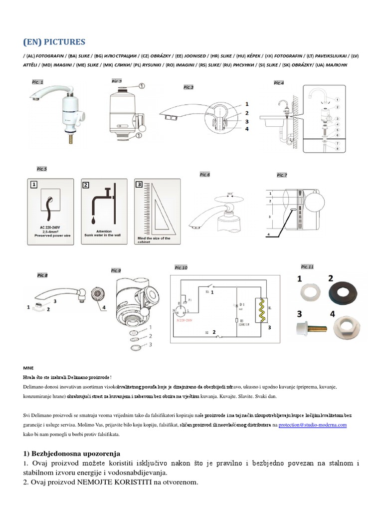 Delimano Instant Water Heating Faucet ANALOG Manual For Translation MNE ...