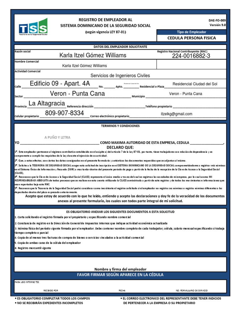 Formulario DAE FO 009 Lleno | PDF | Economias