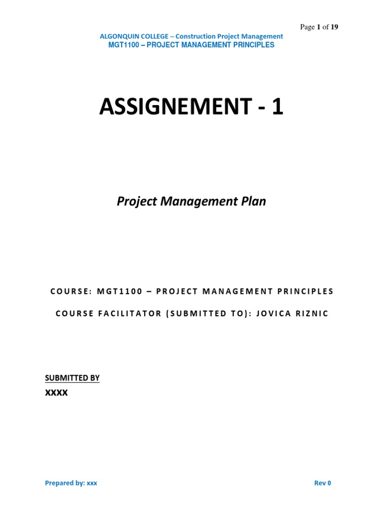 Assignment 1 - Project Management Plan | PDF | Project Management | Risk