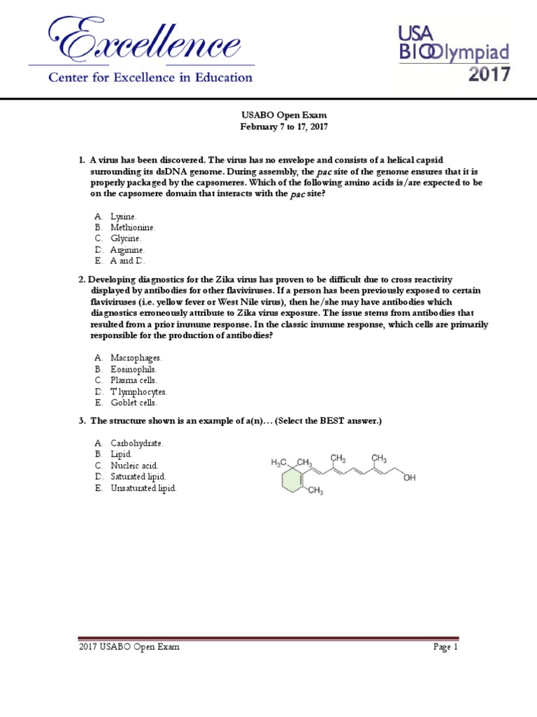 USABO 17 Open Exam - Final.web | PDF | Dna Sequencing | Thyroid ... USABO 17 Open Exam - Final.web | PDF | Dna Sequencing | Thyroid ...