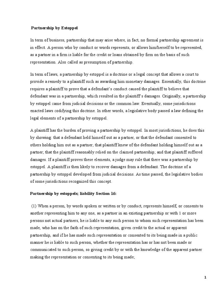 Liability Through Representation: An Analysis of Partnership by ...