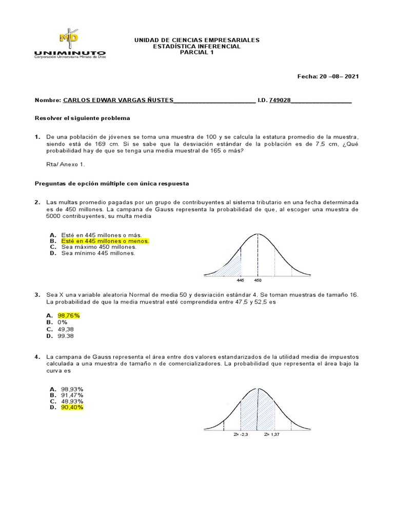 Parcial Estad Inferencial | PDF