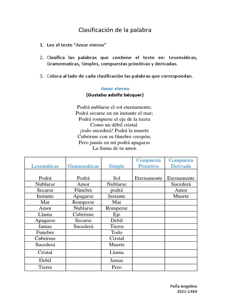 Clasificación de La Palabra | PDF | Poesía