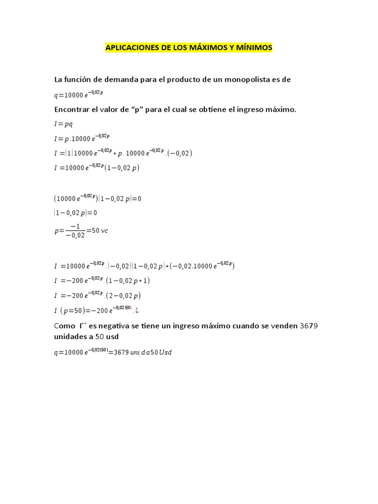 Clase 33 de Aplicaciones de Los Máximos y Mínimos. | PDF