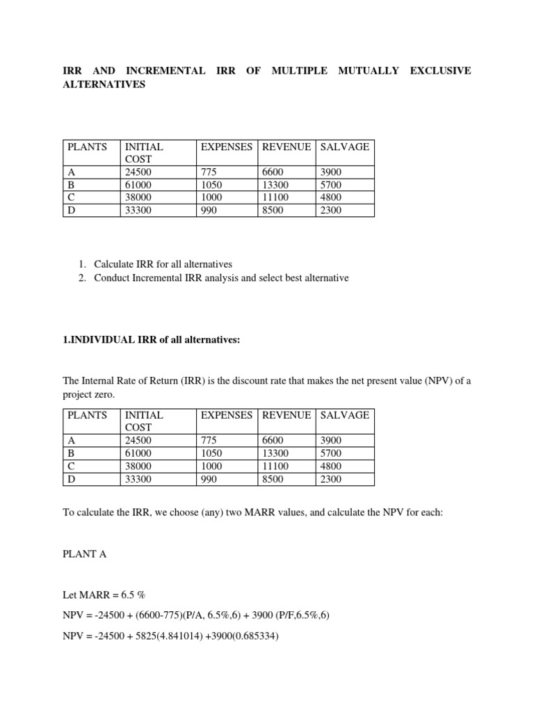Irr and Incremental Irr | Download Free PDF | Internal Rate Of Return ...