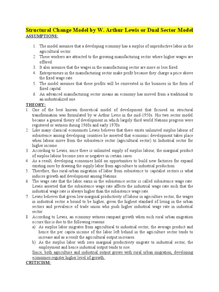 Lewis Dual Sector Model Overview | PDF | Macroeconomics | Economics