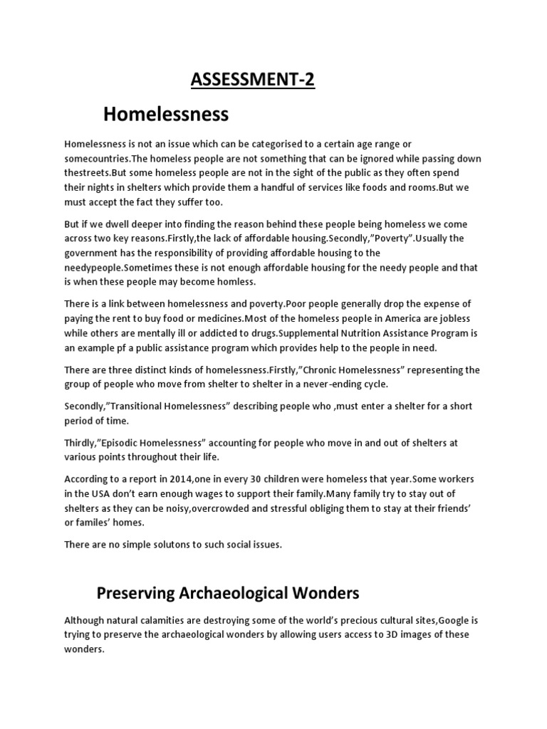 English Assessment | PDF | Homelessness | Poverty