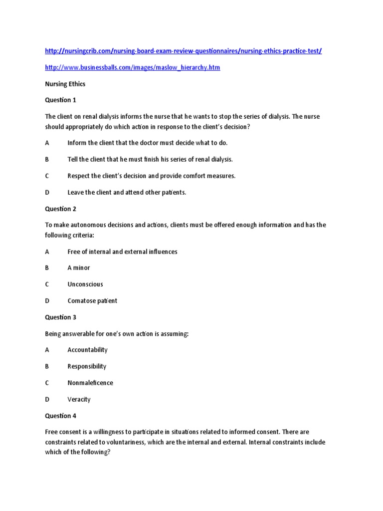 Nursing Board Exam Review Questionnaires | PDF | Morality | Nursing