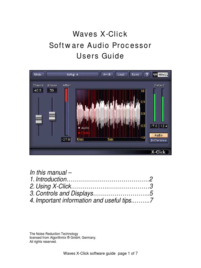 Waves X-Click Software Audio Processor Users Guide | PDF | Sound Recording And Reproduction ...