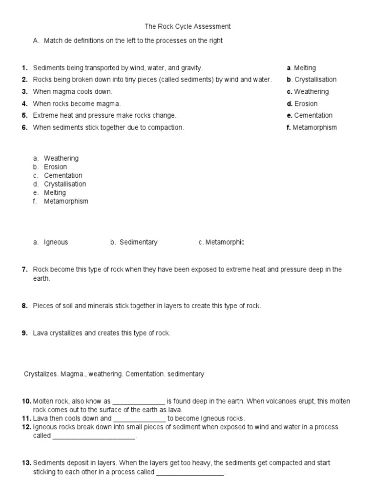 The Rock Cycle Test | PDF