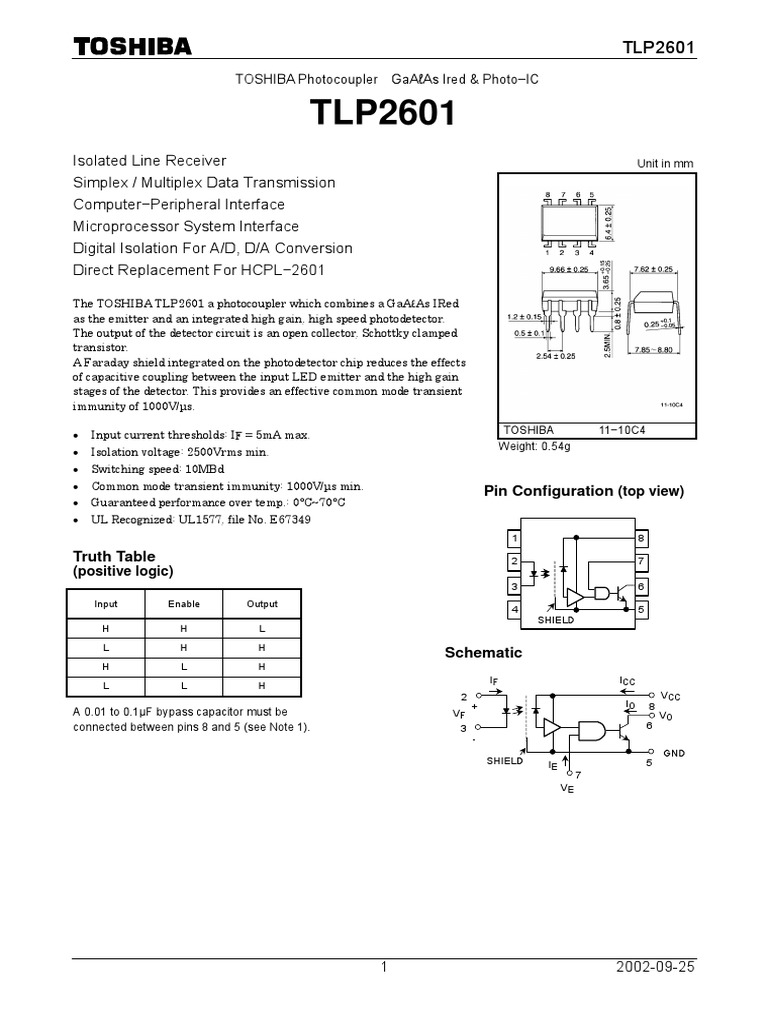 Tlp2601 Toshiba | PDF | Reliability Engineering | Electrical Engineering